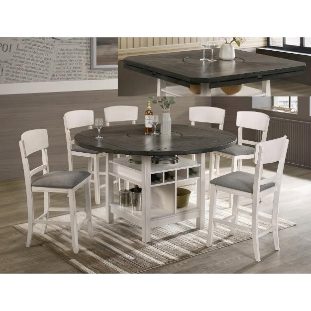 Crown Mark Round Conner Counter Height Dining Table with Pedestal Base